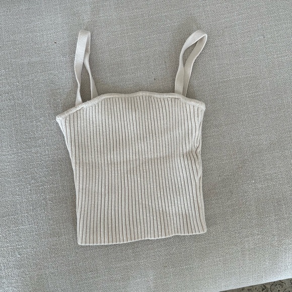 Zara | Tops | Zara Ribbed Tank Tube Top Crop Shirt Cream Tan Taupe Off ...